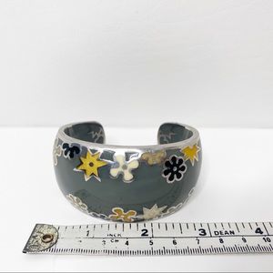 Alan K | Jewelry | Alan K Designo Floral Enamel Silver Cuff Bracelet ...